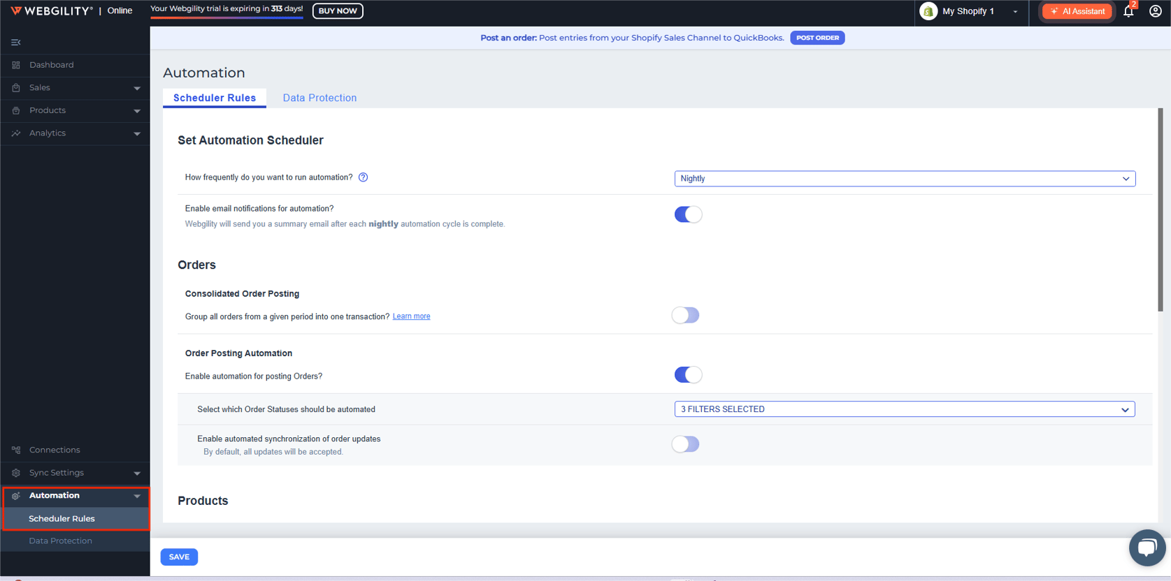 Set Up Automation for Transactional Accounting in Webgility Online