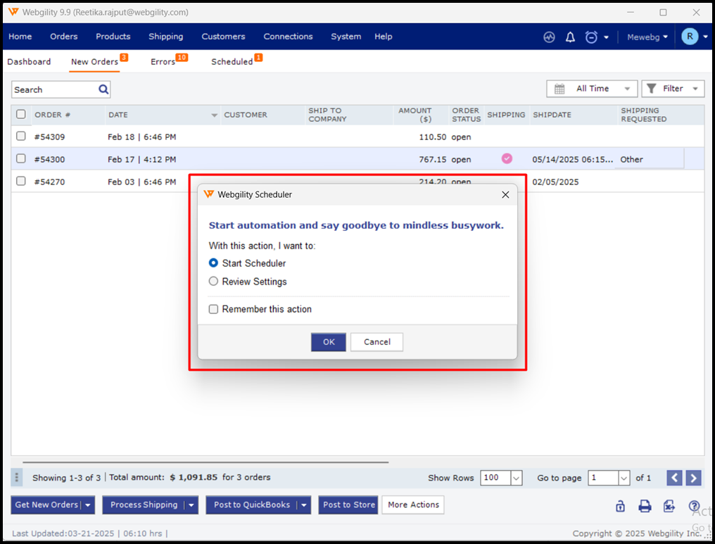 Scheduler Settings Overview