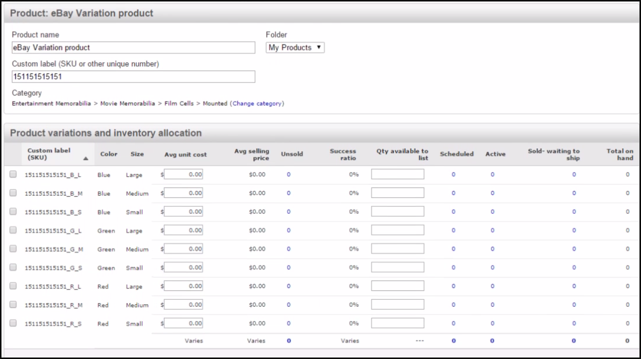 How to Create Product Variations in eBay